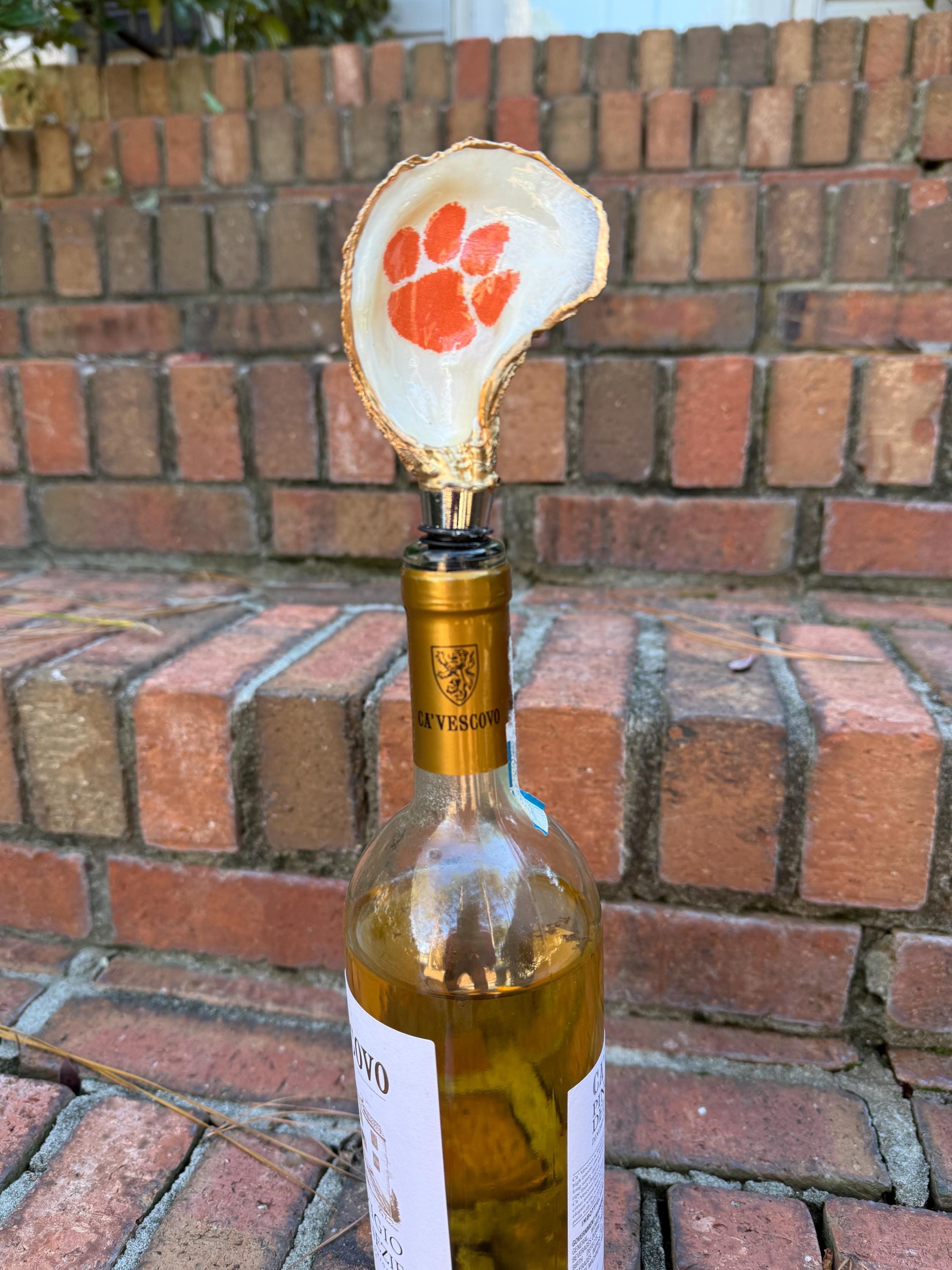 Clemson Tiger Paw Oyster Shell Wine Stopper - Etsy