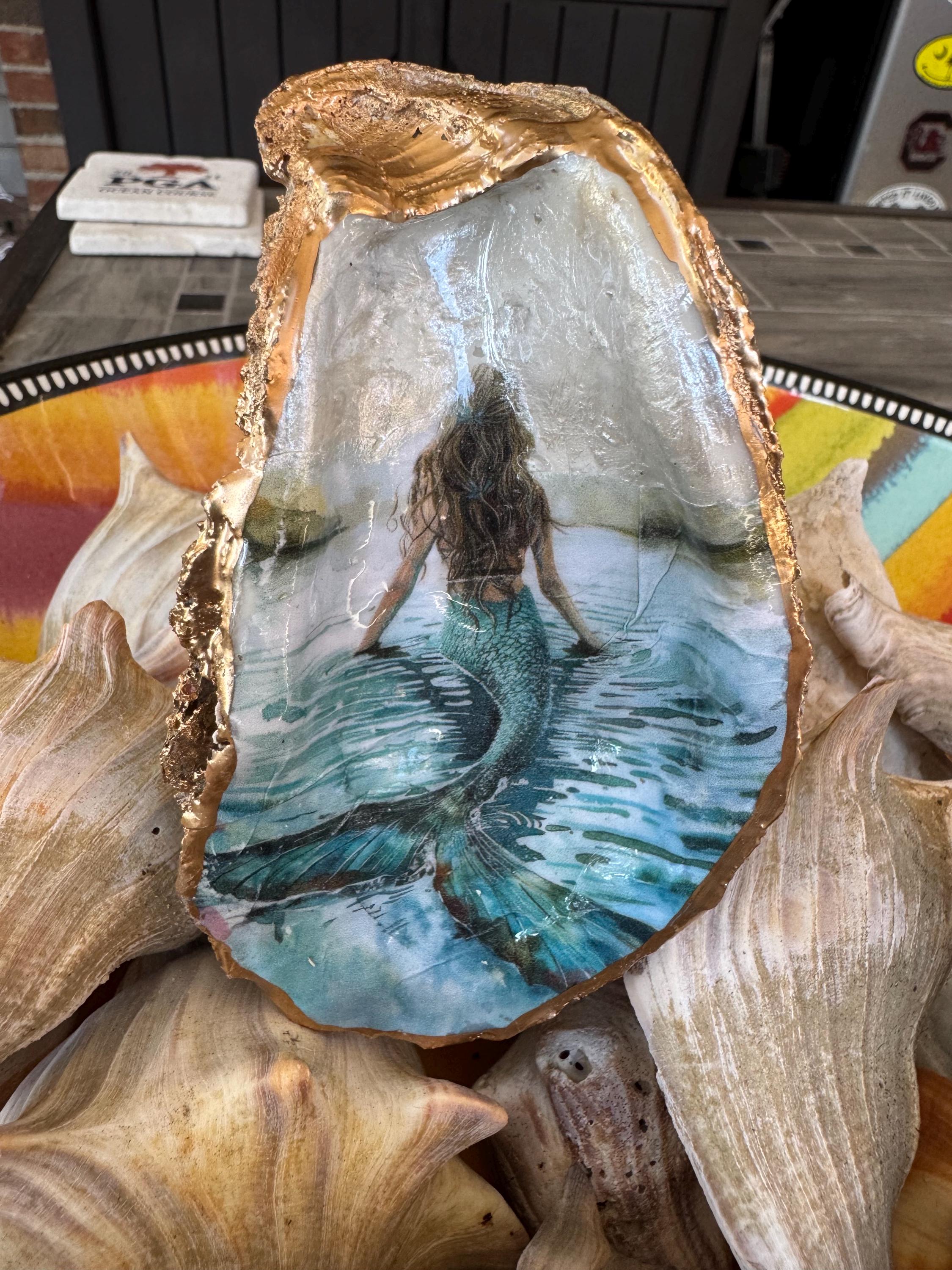 Mermaid Oyster Shell Trinket Dish or Ring Dish - Etsy