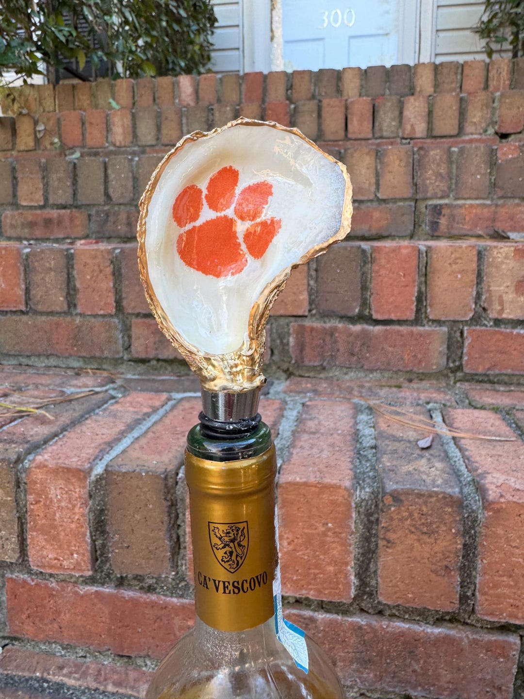 Clemson Tiger Paw Oyster Shell Wine Stopper - Etsy