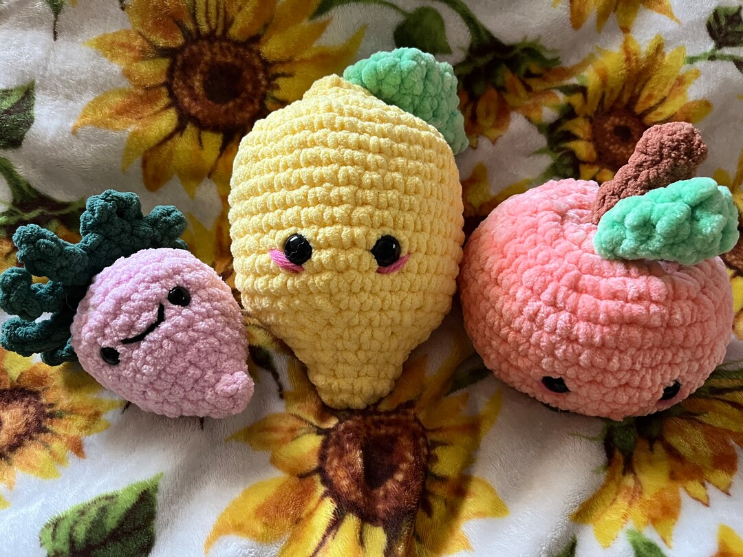 Chunky Fruit Friends Crocheted Plushies - Etsy
