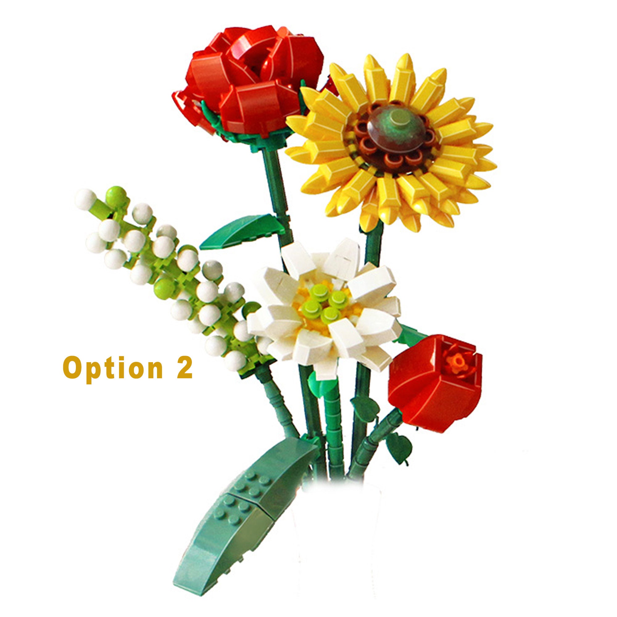 Self MOC building bricks flower bouquet set with vase Toys Building ...