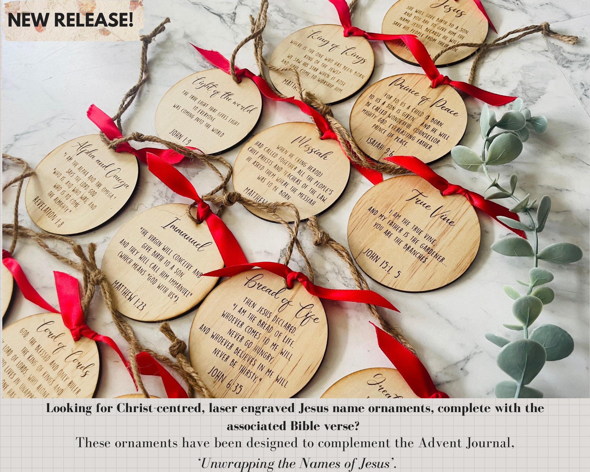 Jesus Names Christmas Ornaments, His Name Shall Be Called, Names of ...