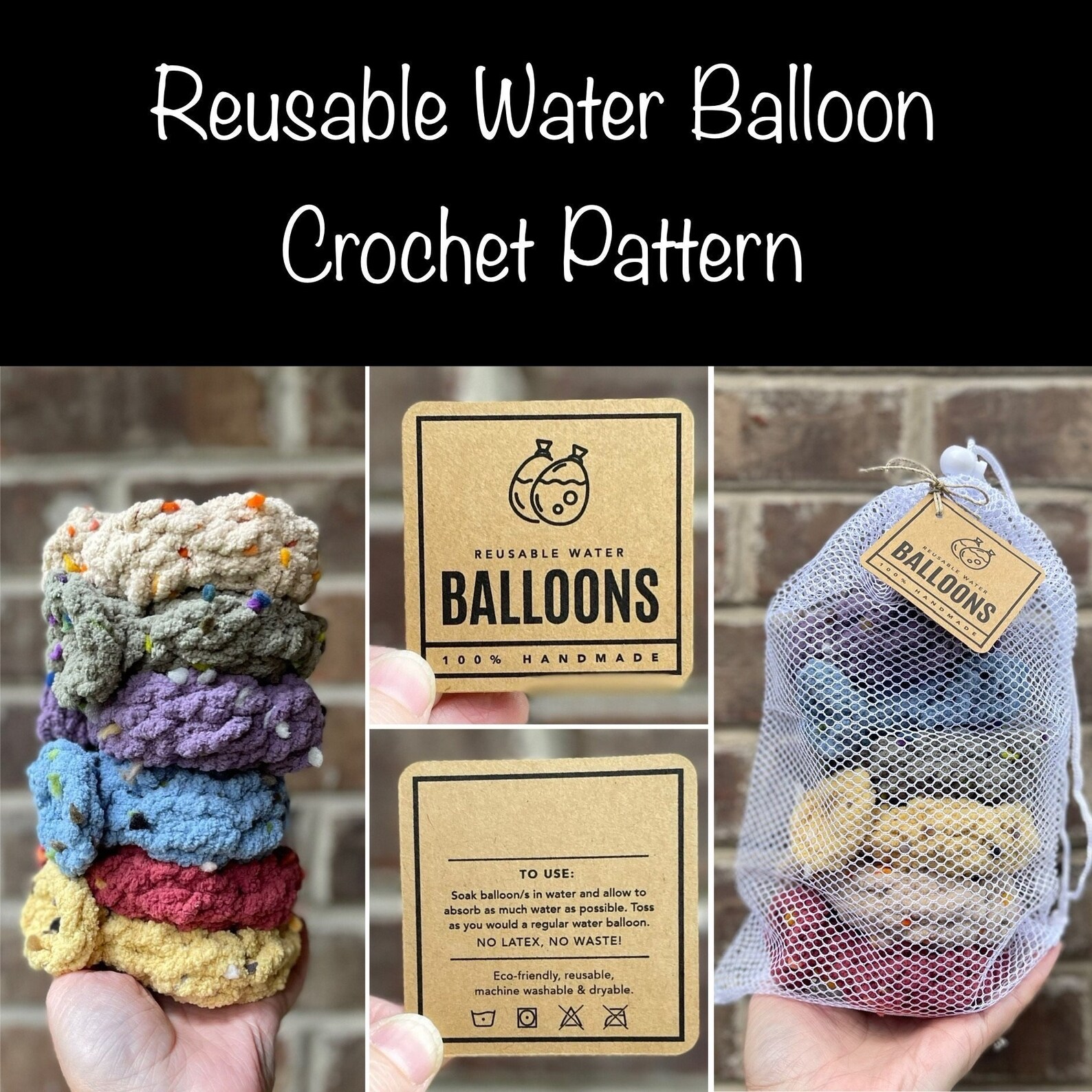 Reusable Water Balloon Crochet Pattern, Eco-friendly Water Balloon ...