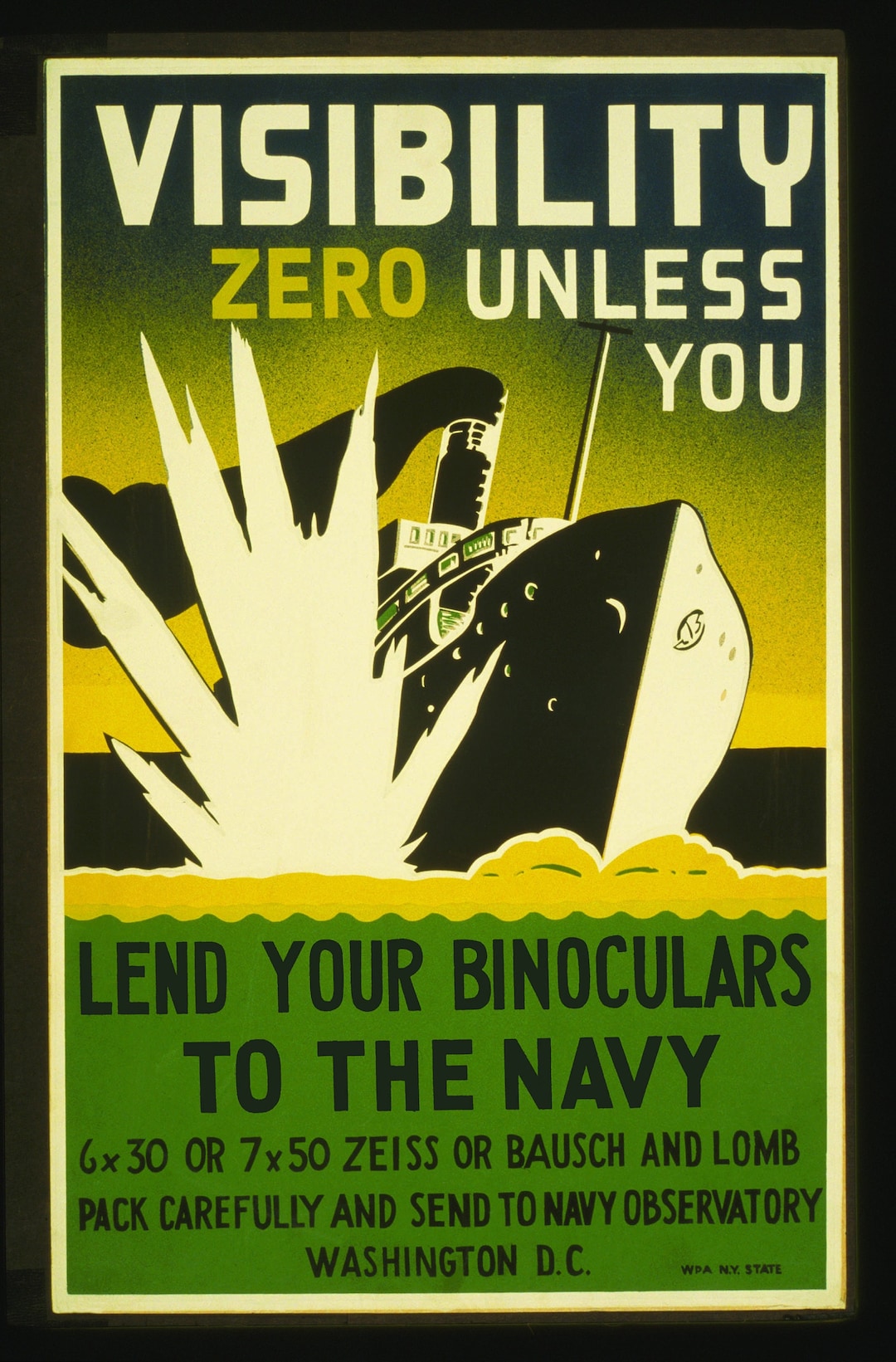 Vintage World War Two US Navy Poster "visibility Zero" - Etsy