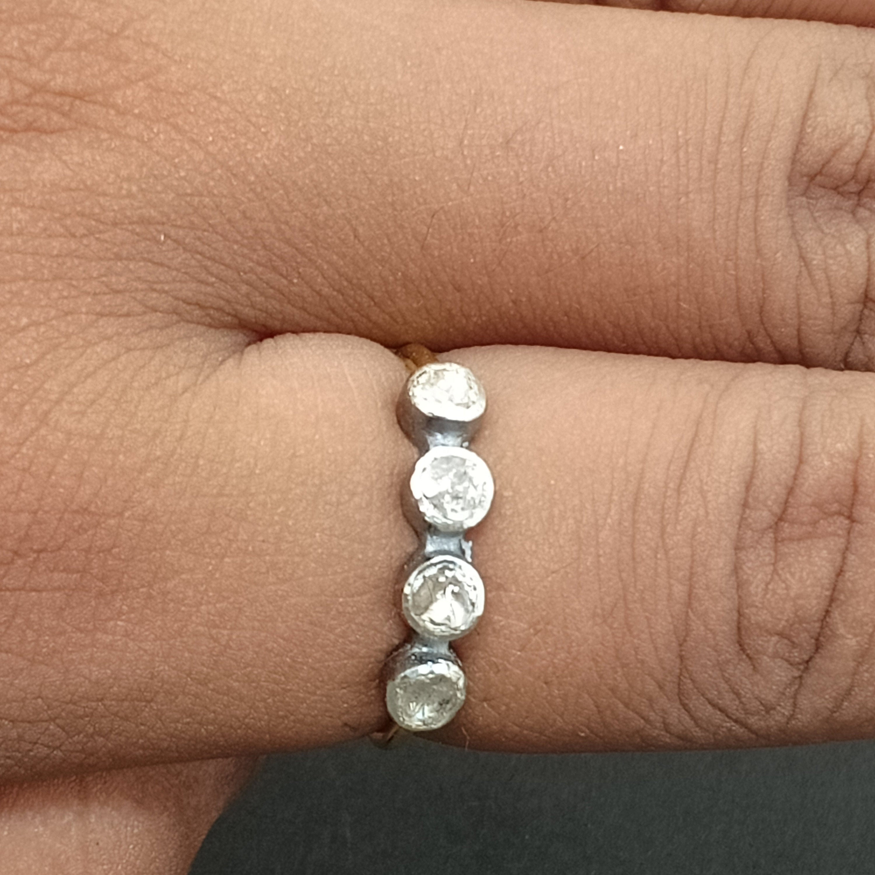 Genuine Polki Ring, Polki Diamond Ring, 925 Sterling Silver Handmade ...