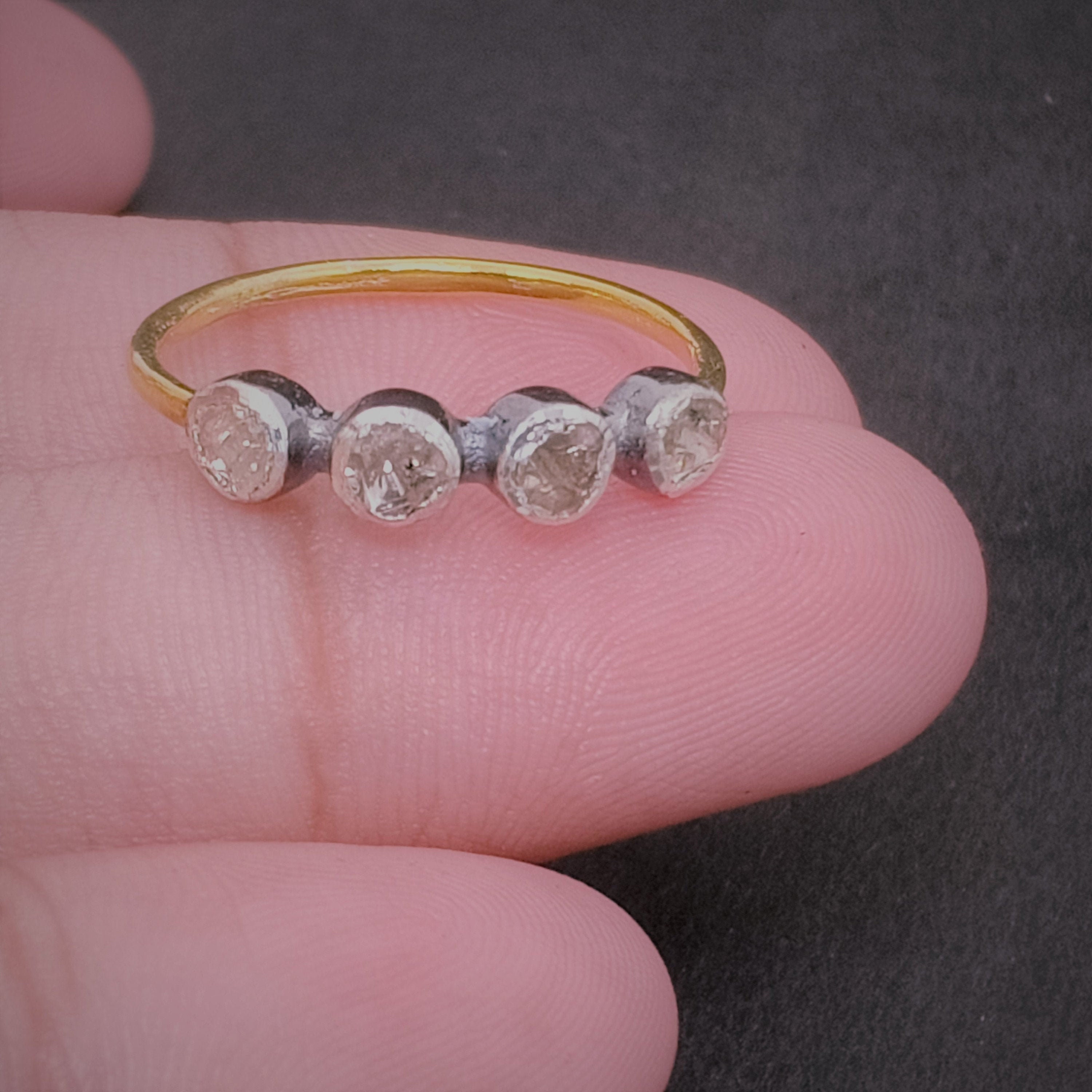 Genuine Polki Ring, Polki Diamond Ring, 925 Sterling Silver Handmade ...