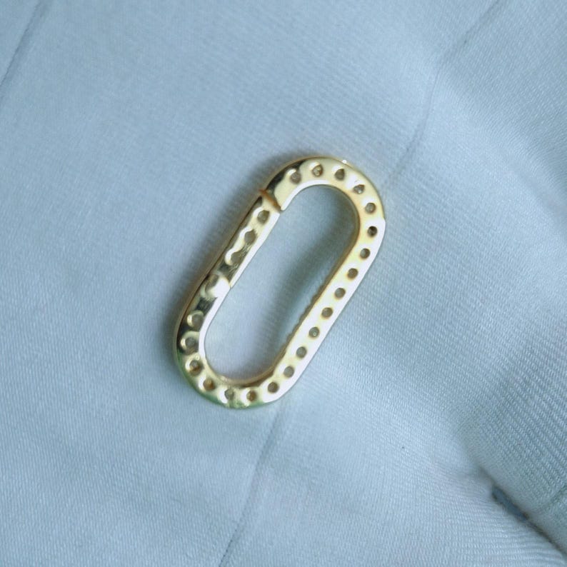 14k Gold Diamond Clasps: Oval Enhancer 18X9 MM Clasp Charms, Bracelet ...