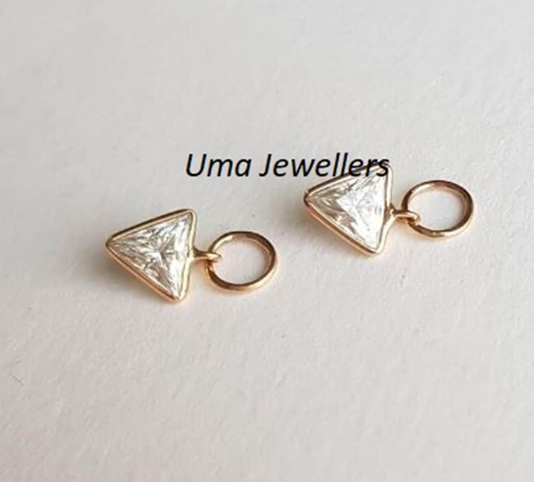 Diamond Triangle Gold Charms, 18k Solid Gold Diamond Charm, Handmade ...