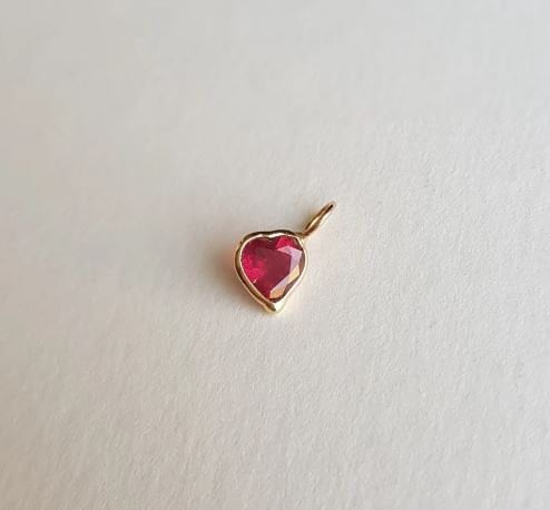 Heart Ruby Gold Charms, 18k Solid Gold Charms, Heart Ruby Charm ...