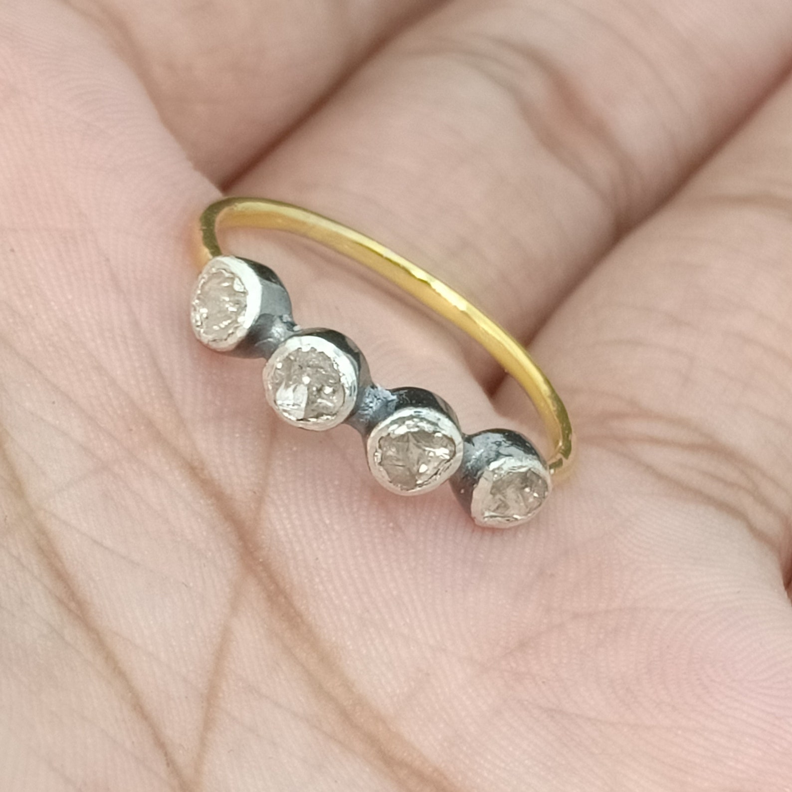 Genuine Polki Ring, Polki Diamond Ring, 925 Sterling Silver Handmade ...