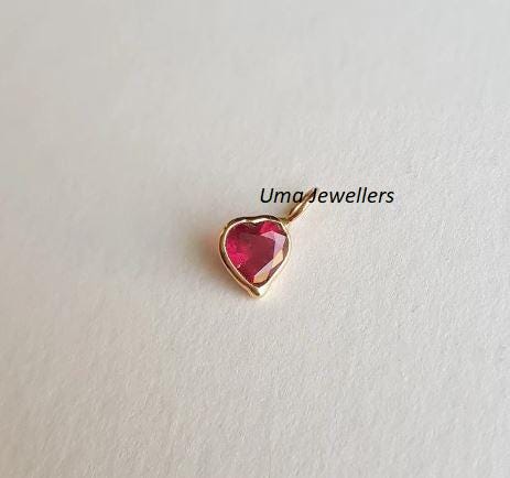 Heart Ruby Gold Charms, 18k Solid Gold Charms, Heart Ruby Charm ...