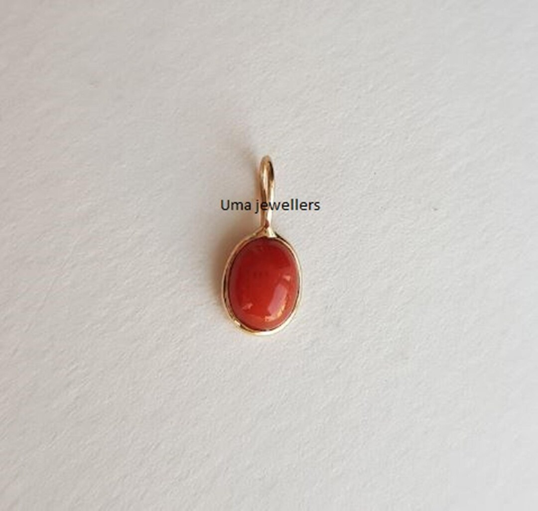 18k Gold Vermal Red Coral Charms, Handmade Bezel Jewelry Charm Pendant ...