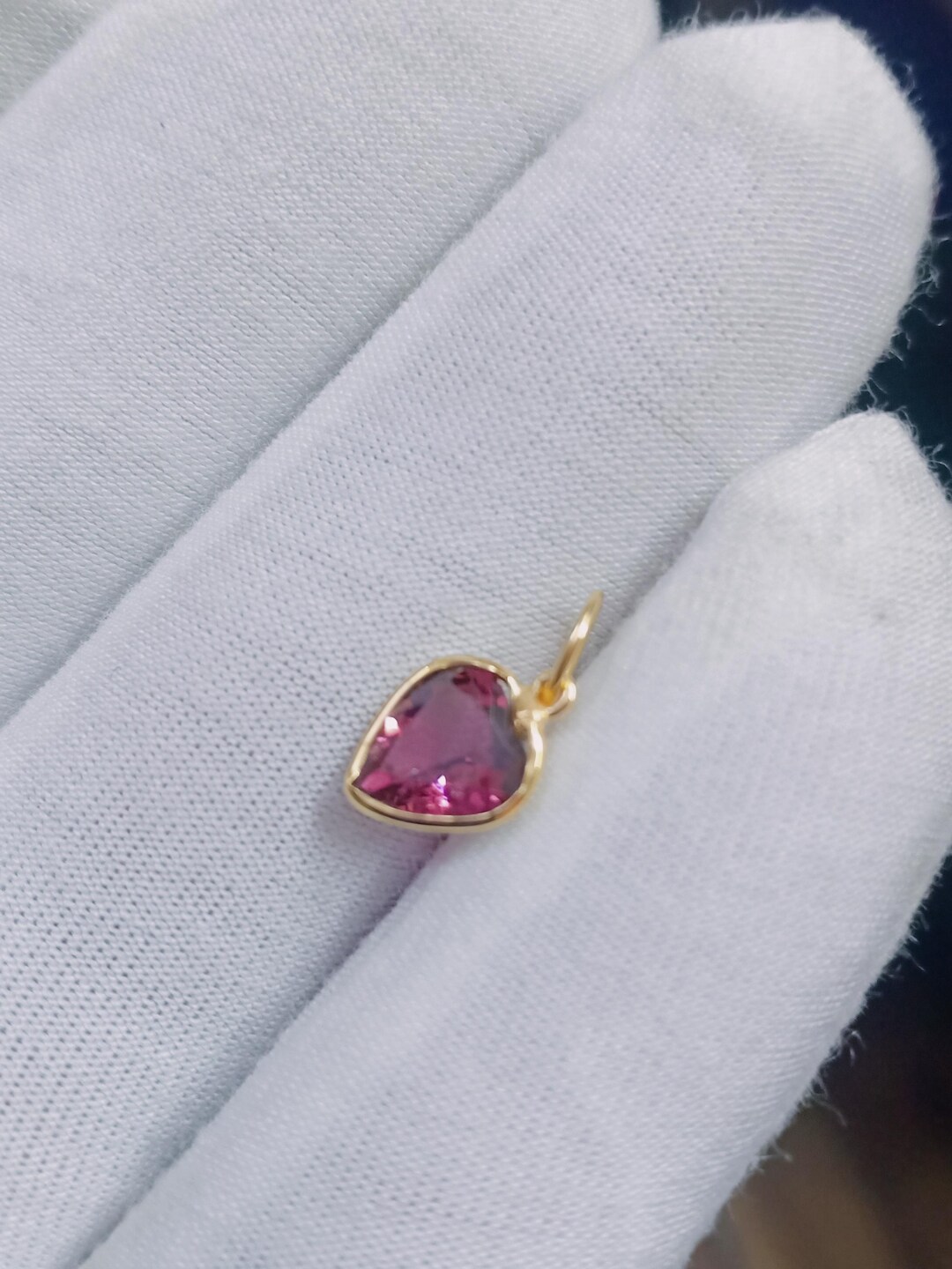 Ruby Gold Charms, 18k Solid Gold Charms, Heart Ruby Charm, Handmade ...