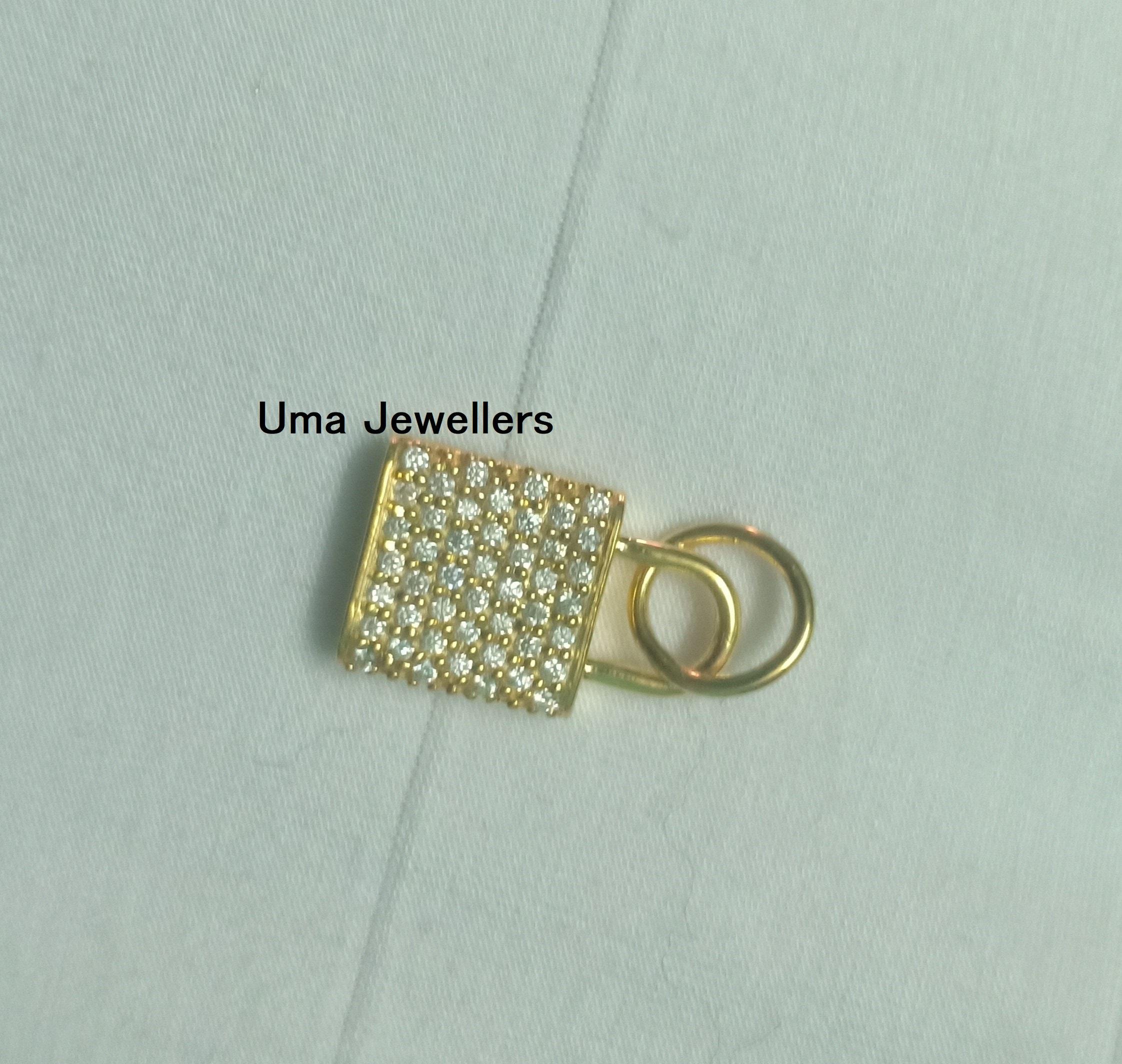 14K Solid Gold Diamond Padlock Charms Pendant: Micro Pave Lock Design ...