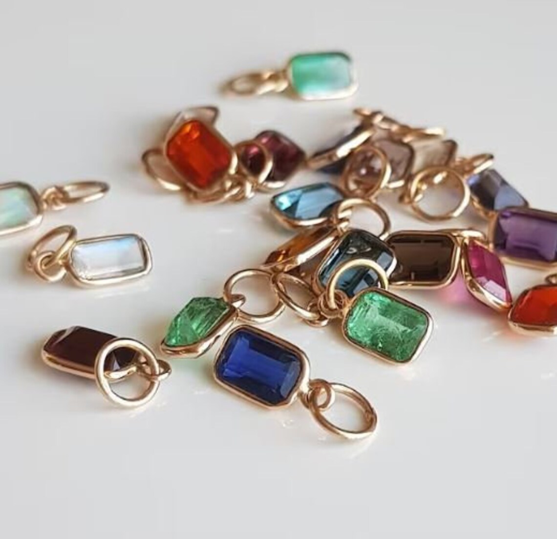 Black Spinel, 18k Gold Charm, Emerald Cut Spinel Charm, Minimal ...