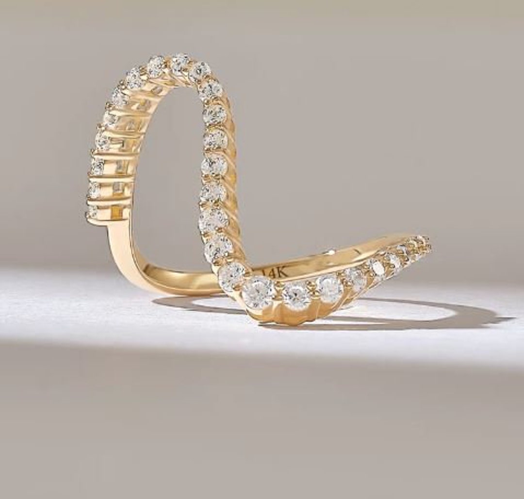 Diamond Ring, 14k Gold Ring, Fancy Design Ring, Slice Lab Diamond Ring ...