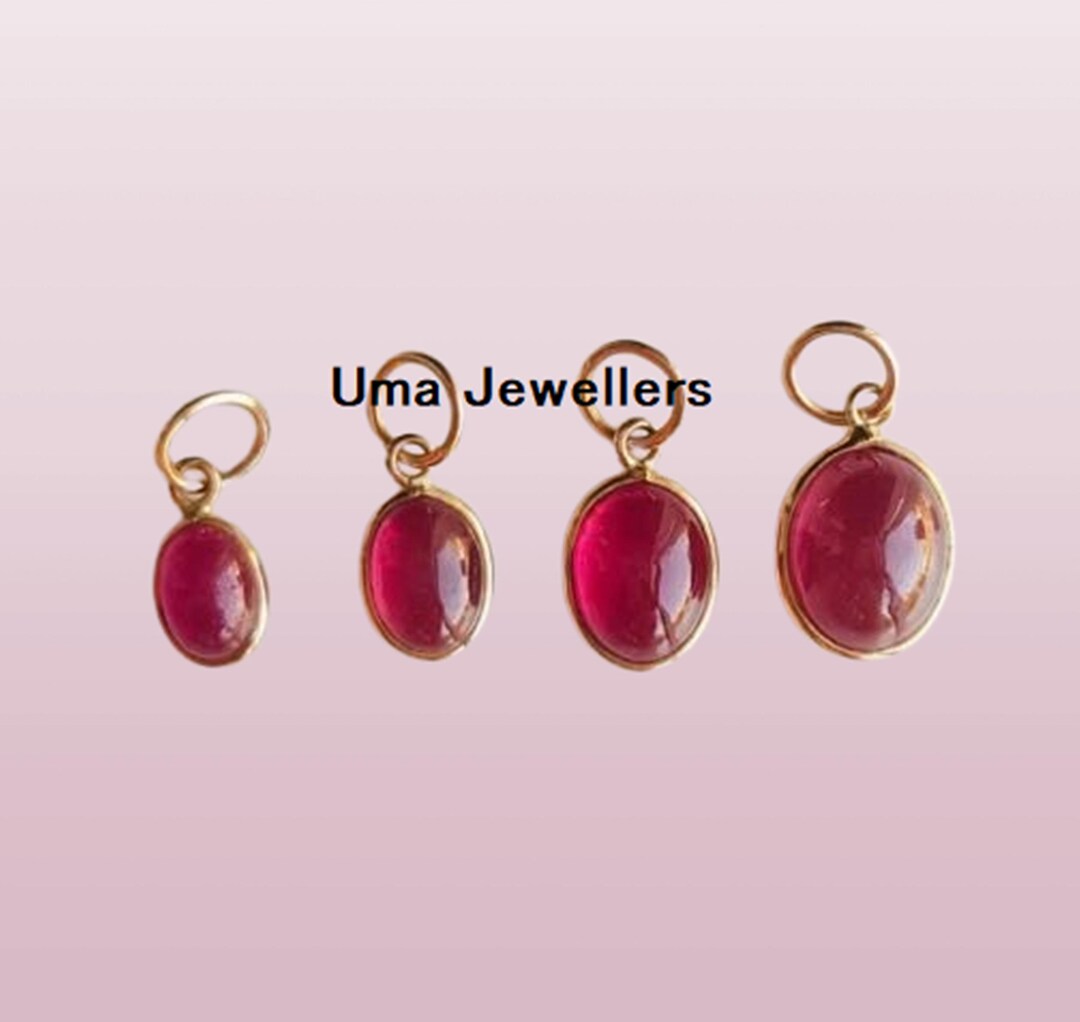 18k Solid Gold Ruby Charm: Minimalist Oval Birthstone Pendant Necklace ...