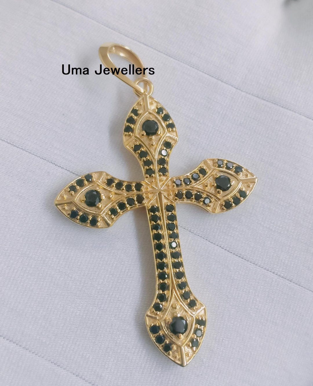 Collar con cruz de oro de 18k: colgantes de diamantes negros, collar ...