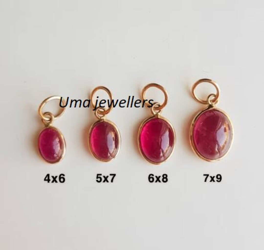 Ruby Gold Oval Charms, 18k Solid Gold Charm, Oval Ruby Charm ...