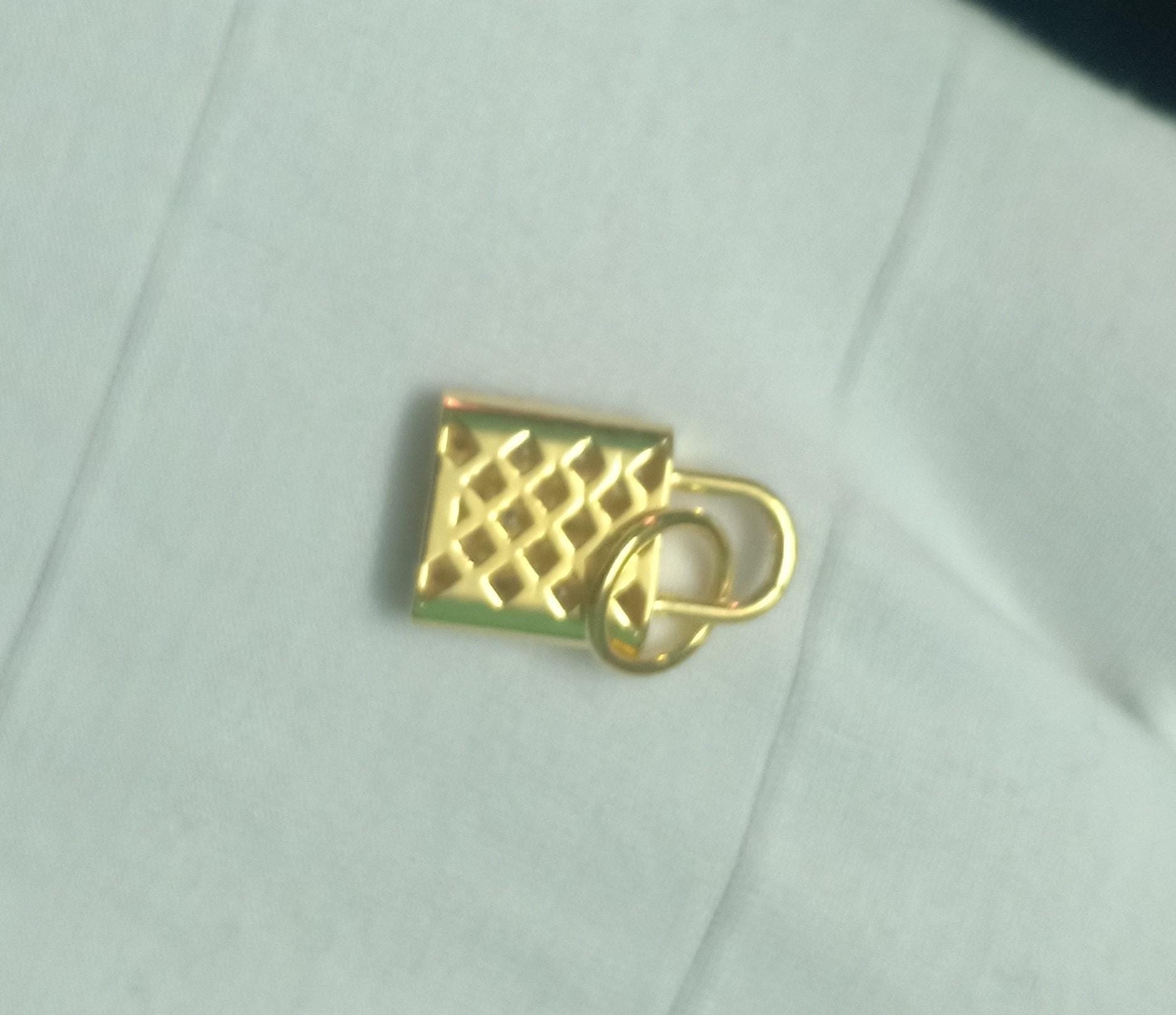 14K Solid Gold Diamond Padlock Charms Pendant: Micro Pave Lock Design ...