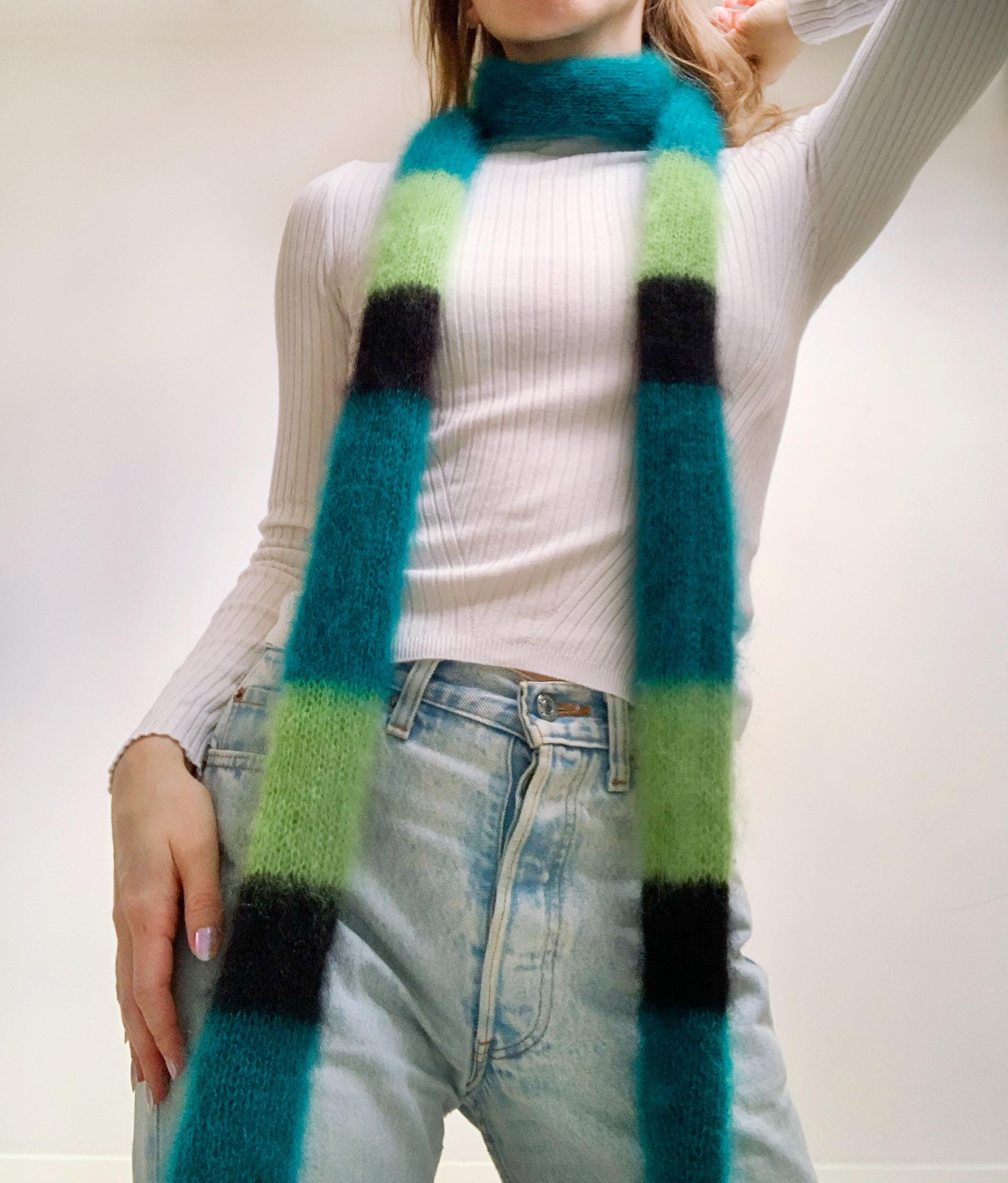 Fluffy Brushed Mohair Scarf - Etsy