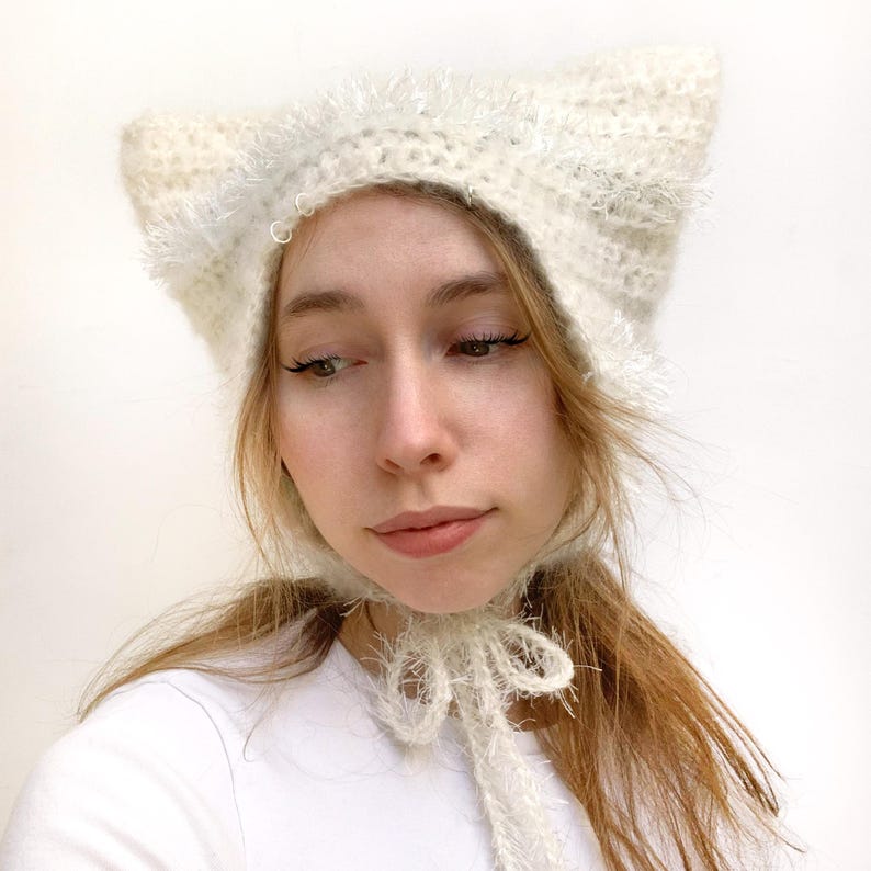 Crochet Cat Bonnet | Fluffy Handmade Hood - Etsy UK