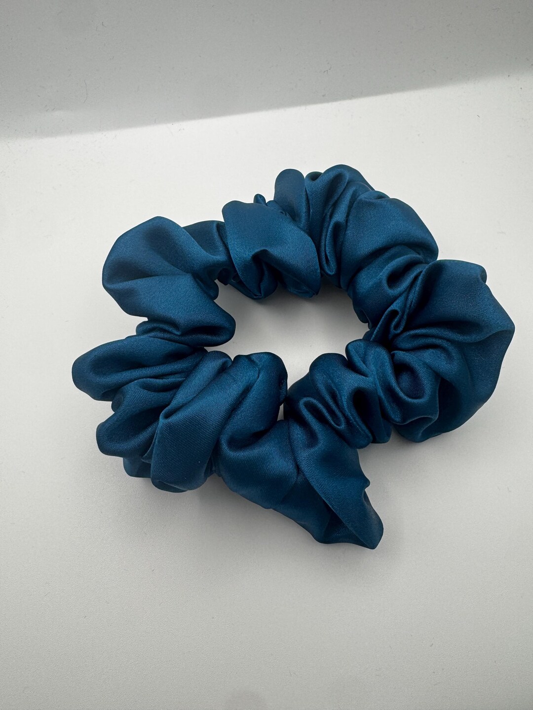 Jewel Blue Satin Scrunchie: Handmade Hair Accessory - Etsy