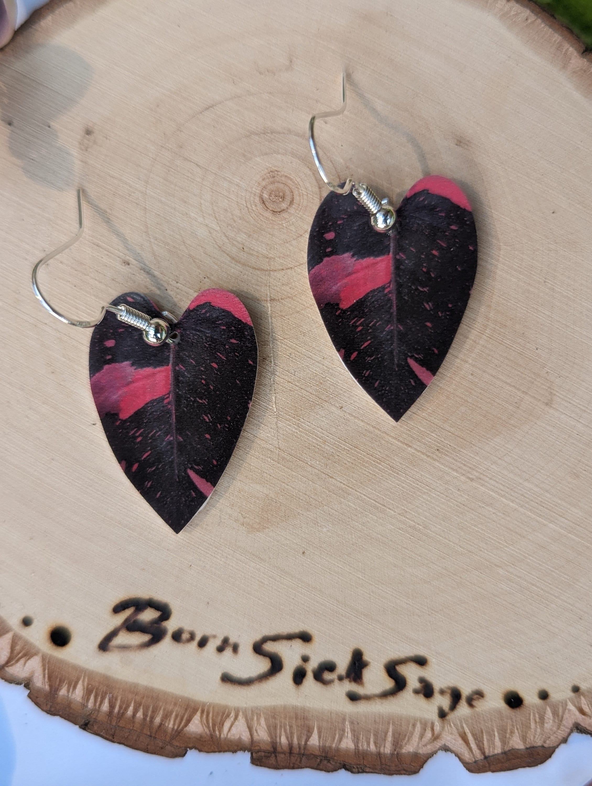 Philodendron Pink Princess Botanical Plant Leaf Earrings - Etsy