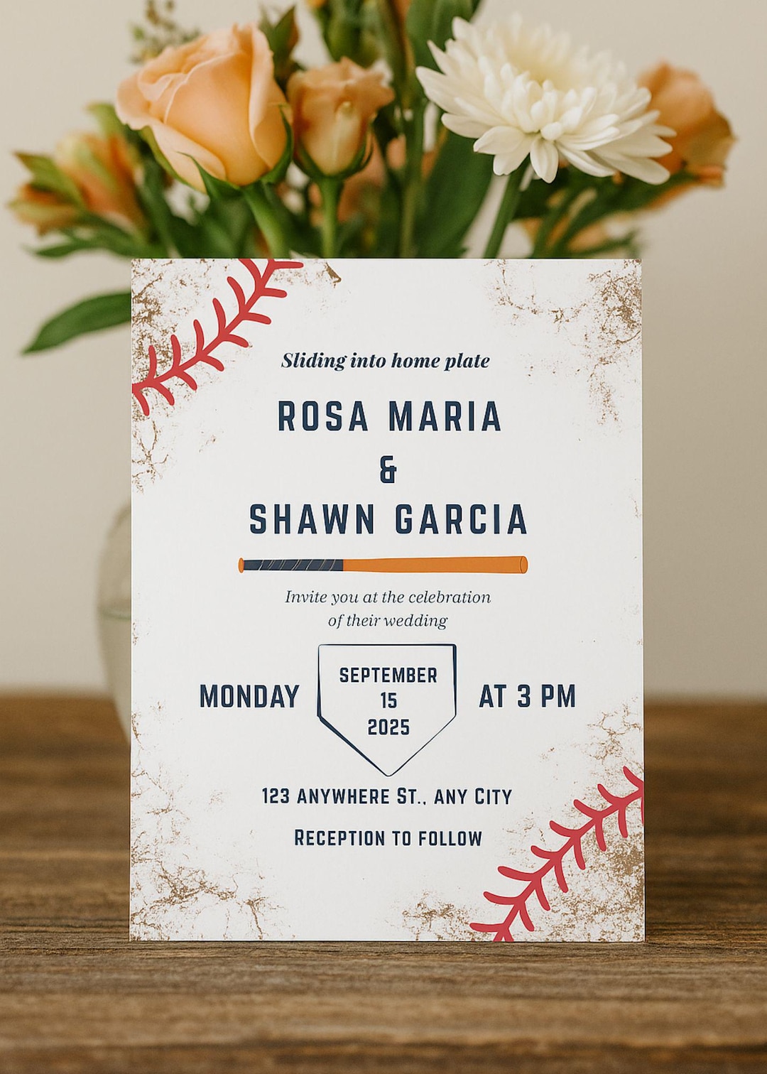 Baseball Wedding Invitation Template - Etsy