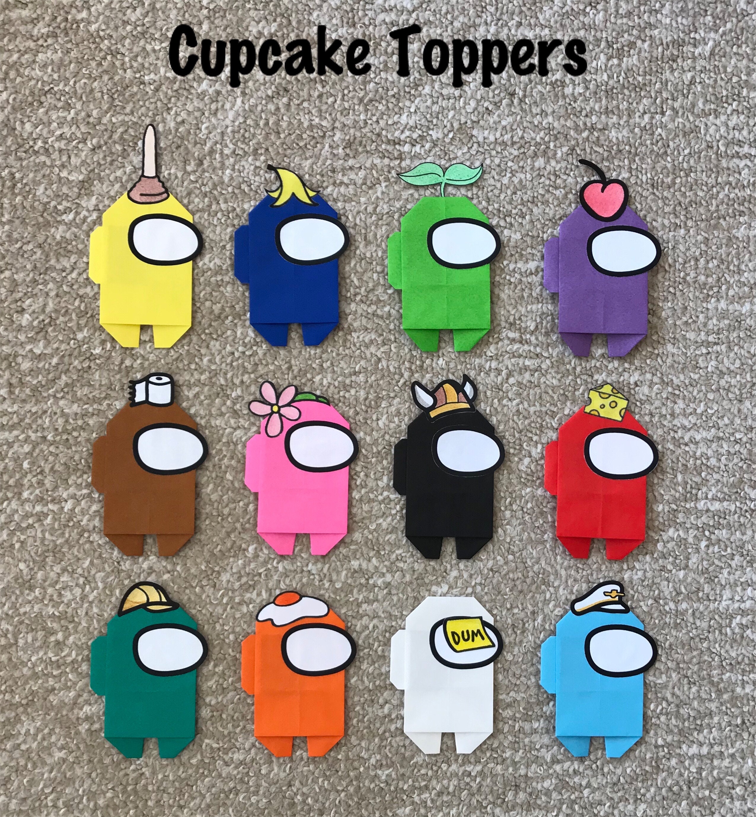 Among Us Cupcake Toppers Cake Toppers Unique Origami | Etsy