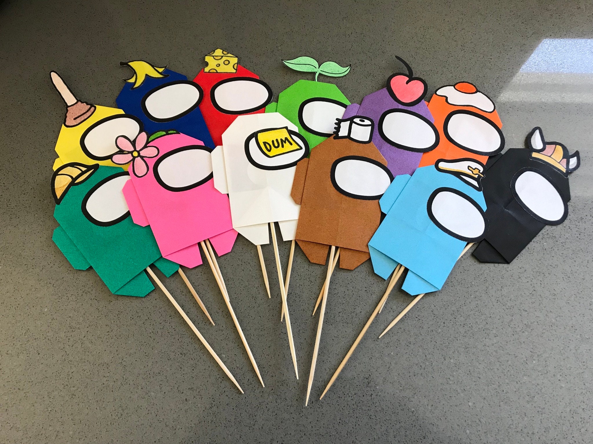 Among Us Cupcake Toppers Cake Toppers Unique Origami | Etsy