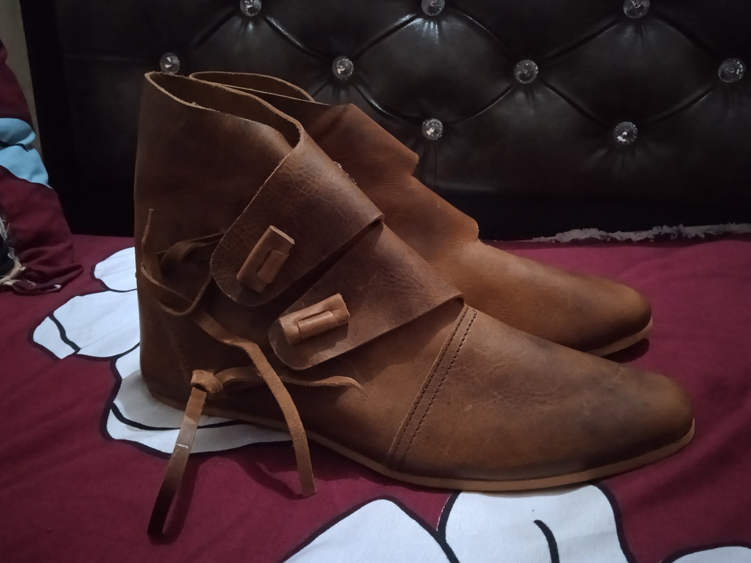 Viking Leather Shoes Jorvik Style Reenactment Boots SCA Renaissance ...