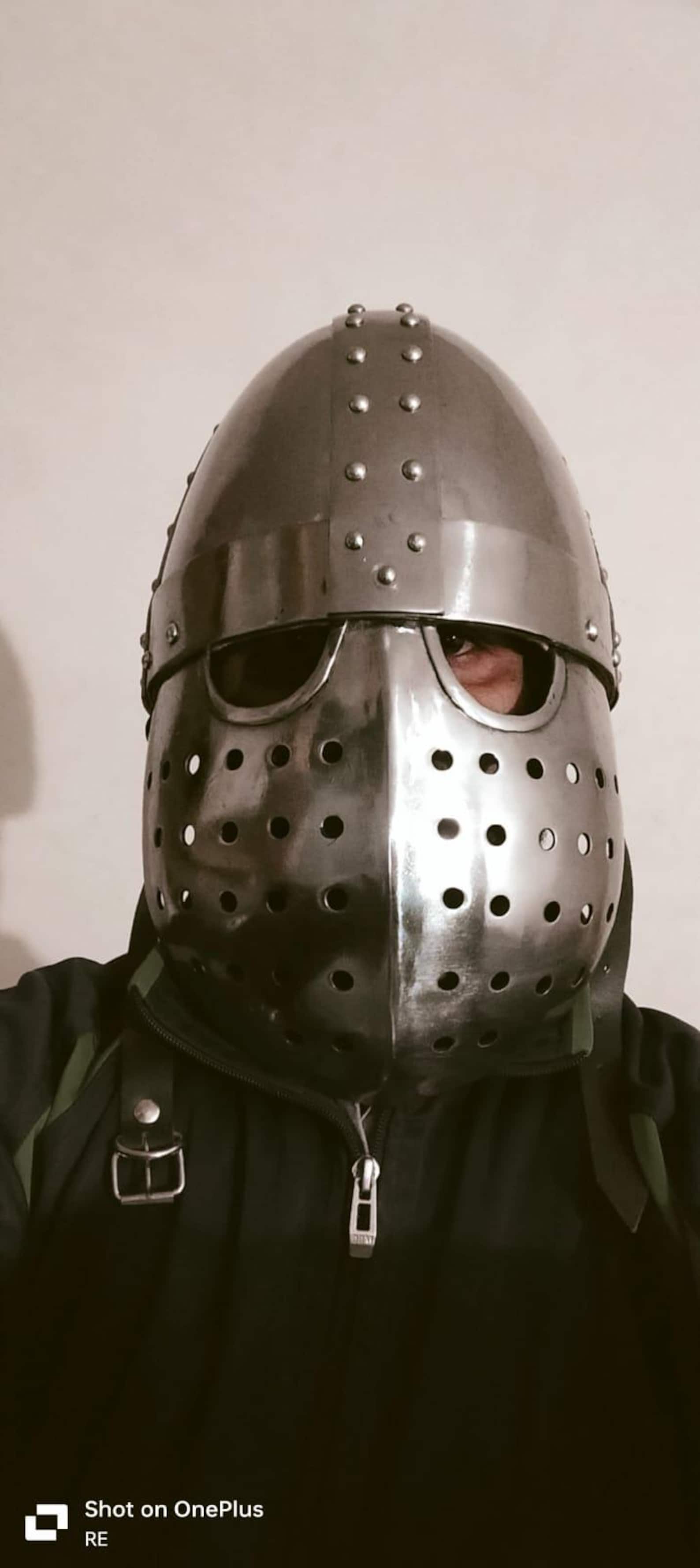 Crusader Spangenhelm With Face Guard, 2mm Steel Medieval Helmet - Etsy
