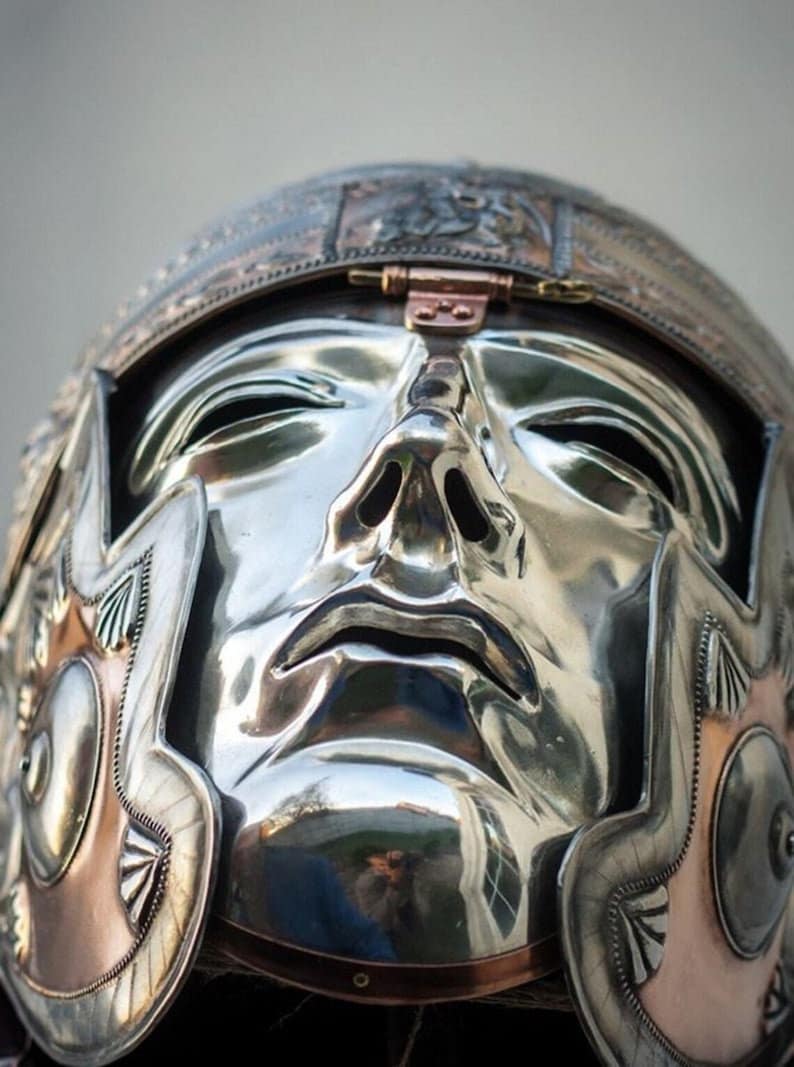 Brass Roman Cavalry Helmet With Face Mask, Reenactment SCA Larp - Etsy