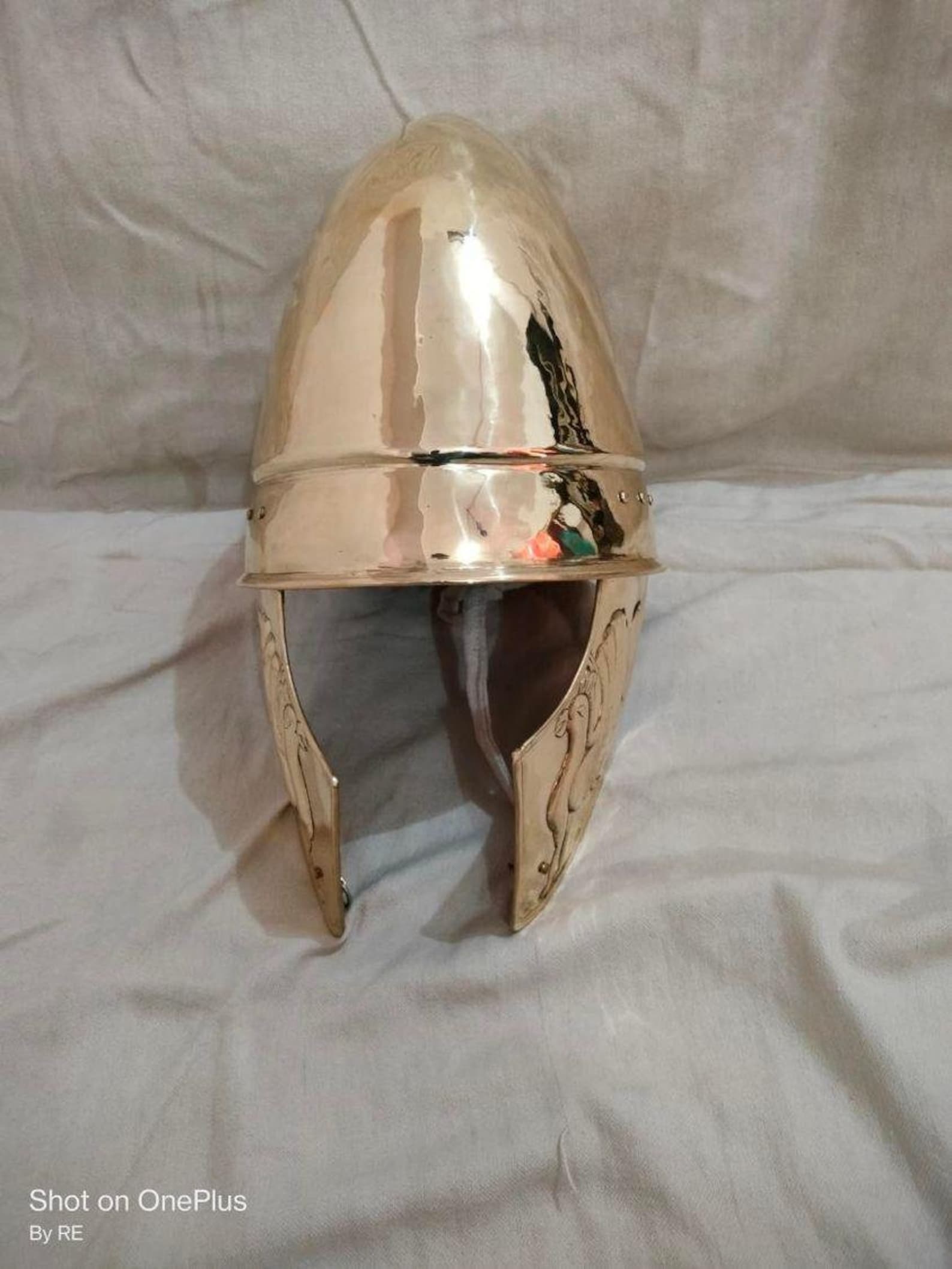 Brass Pileus Greek Helmet | Griffin Embossed Cheek Guards, Cosplay - Etsy
