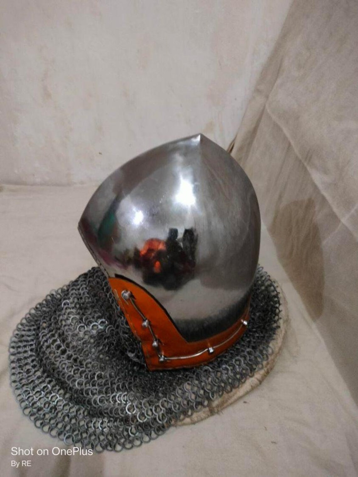 Medieval Bascinet With Chain Aventail Made of Riveted Flat Rings,2mm Ms ...