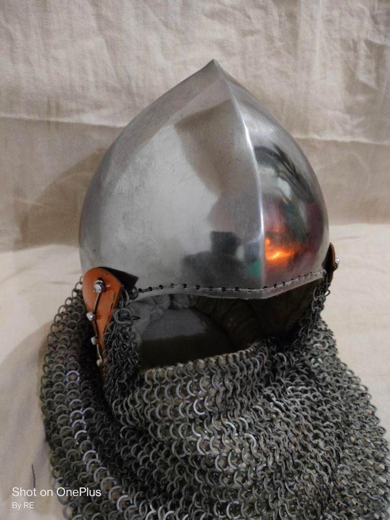 Medieval Bascinet With Chain Aventail Made of Riveted Flat Rings,2mm Ms ...