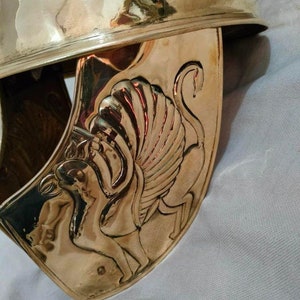 Brass Pileus Greek Helmet | Griffin Embossed Cheek Guards, Cosplay - Etsy