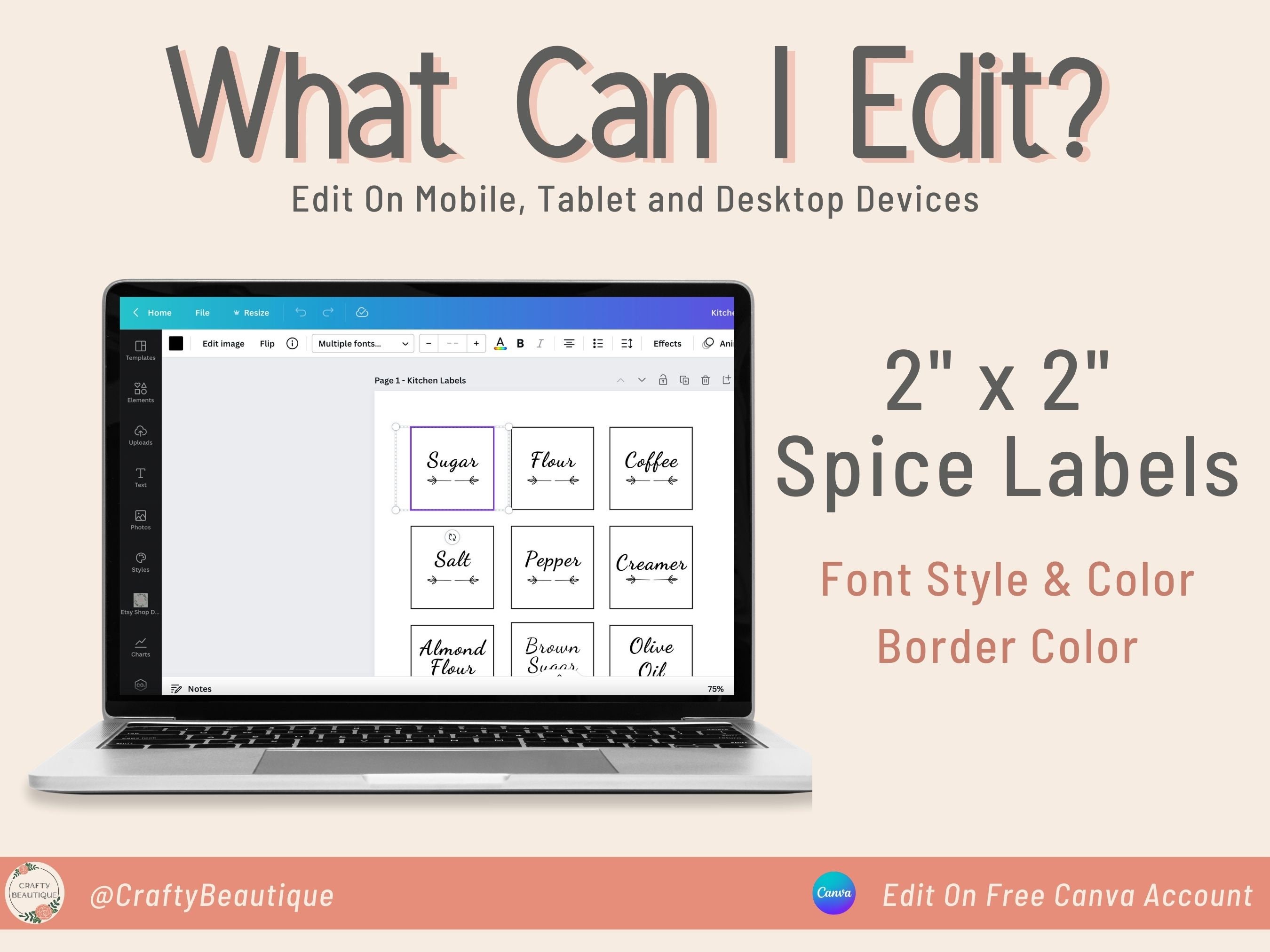 Editable Square Labels - Etsy
