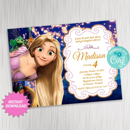 Tangled Rapunzel Invitation Tangled Rapunzel Digital - Etsy