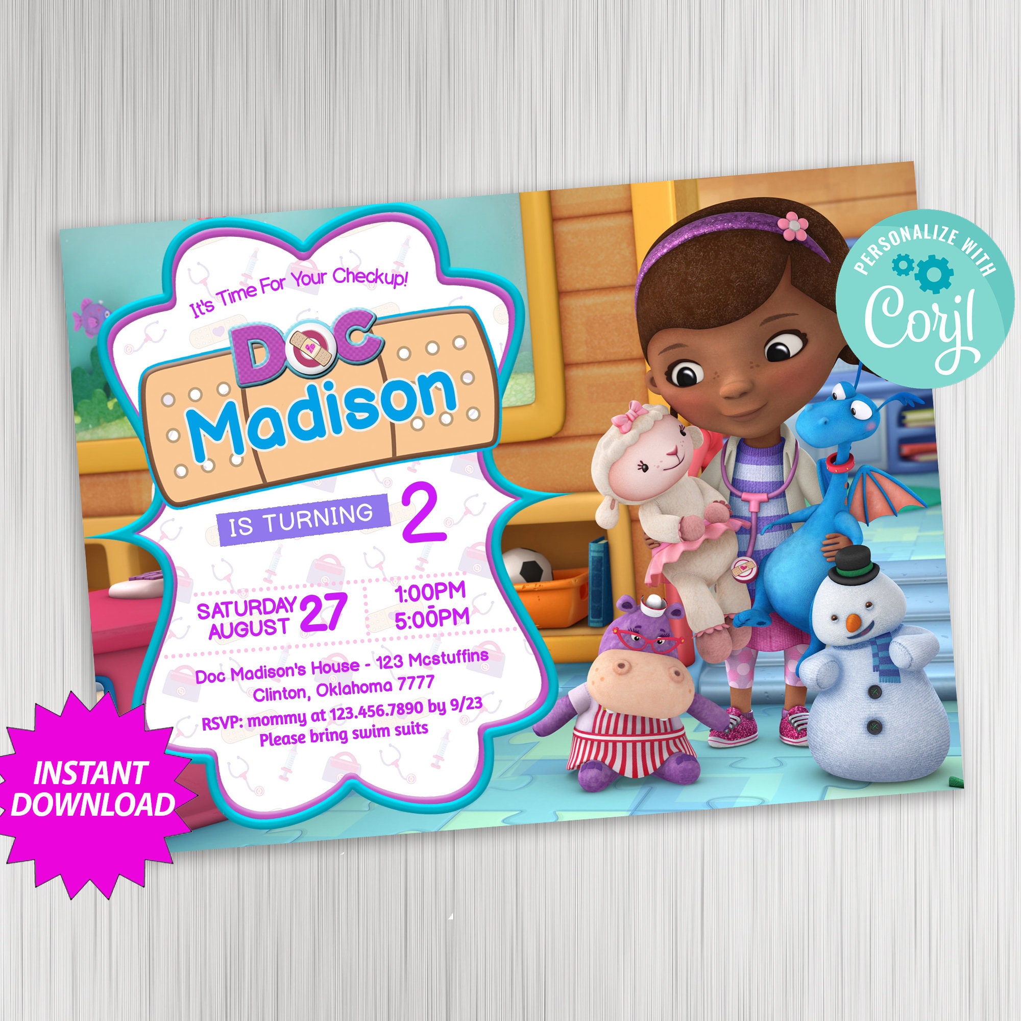 Doc Mcstuffins Invitations Diy