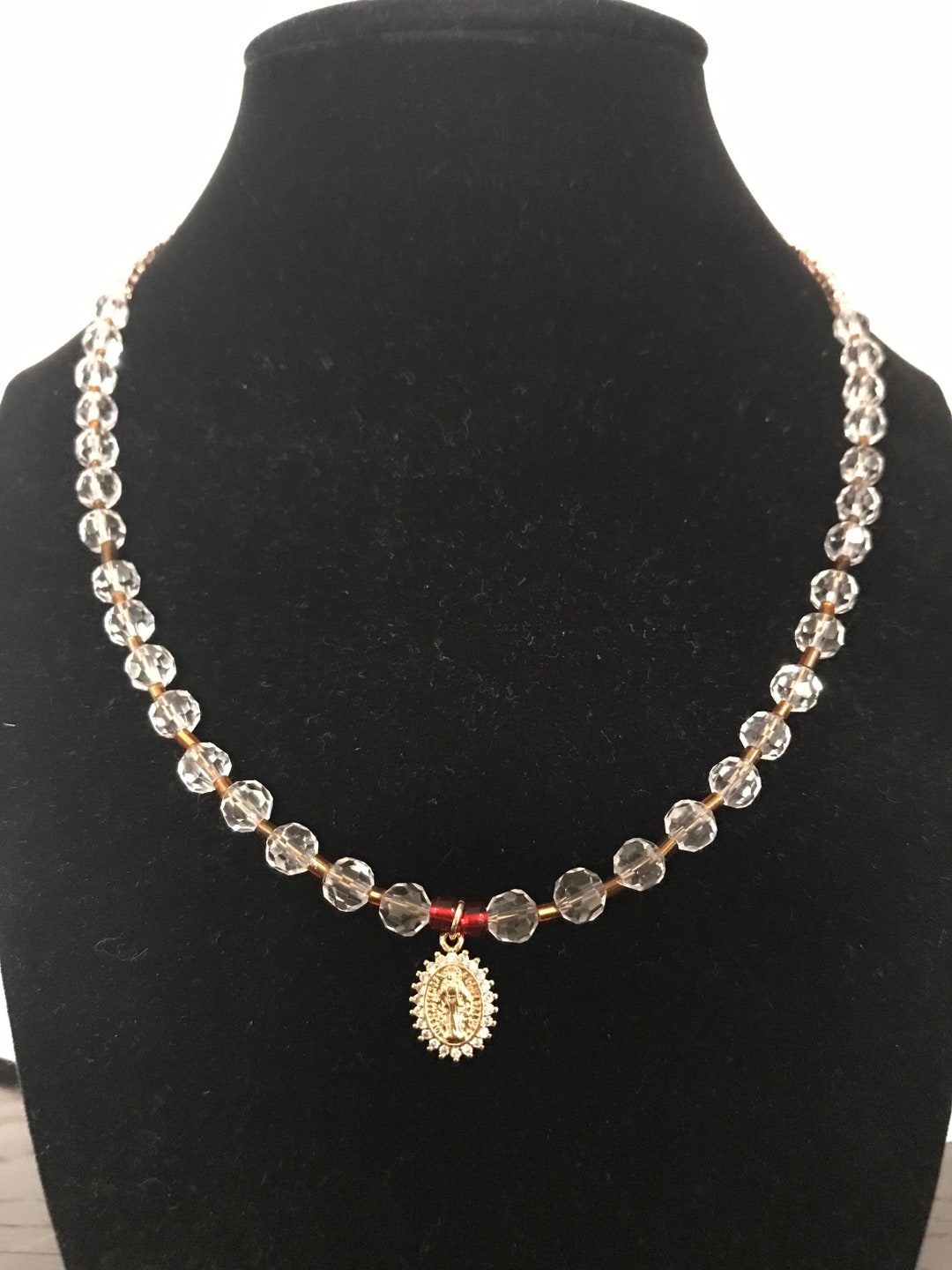 Miraculous Medal Beaded Necklace, Religious Jewelry for Her, Virgin ...