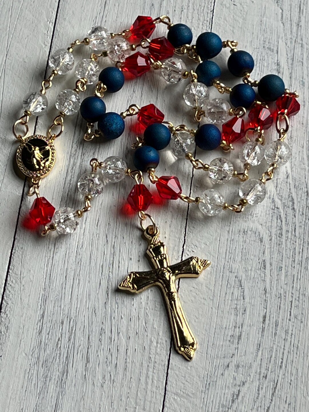 Saint Michael Beaded Chaplet | Archangel Crystal Rosary | Rosary of ...