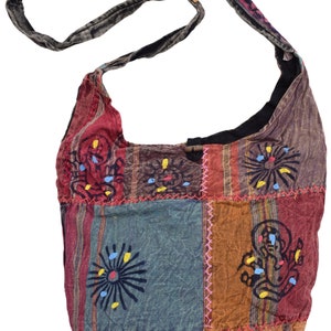 Cotton Patchwork Bag Stitched Hand Painted Unisex Shoulder Bag - Etsy