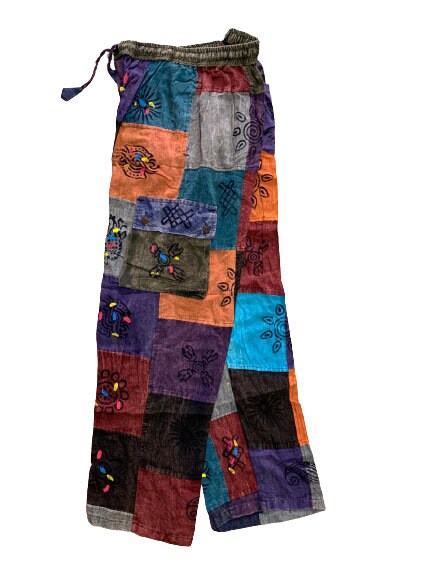 Men’s Cotton Trousers Thin Patchwork Straight Fit Lounge Wear Nepalese ...