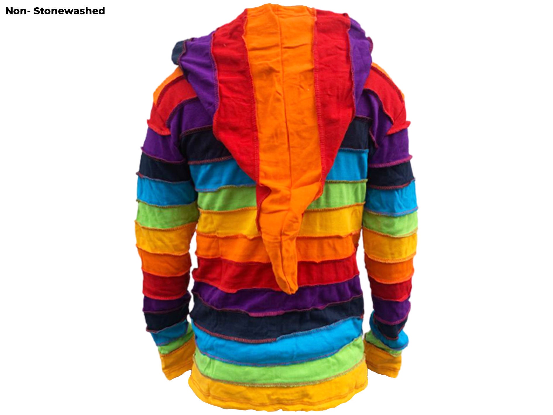 Rainbow Stripy Cotton Winter Jacket Men’s Pixie Hooded Fleece Lined ...