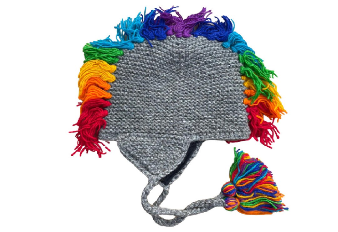 Men’s Woolen Mohawk Hat With Rainbow Tassels - Etsy