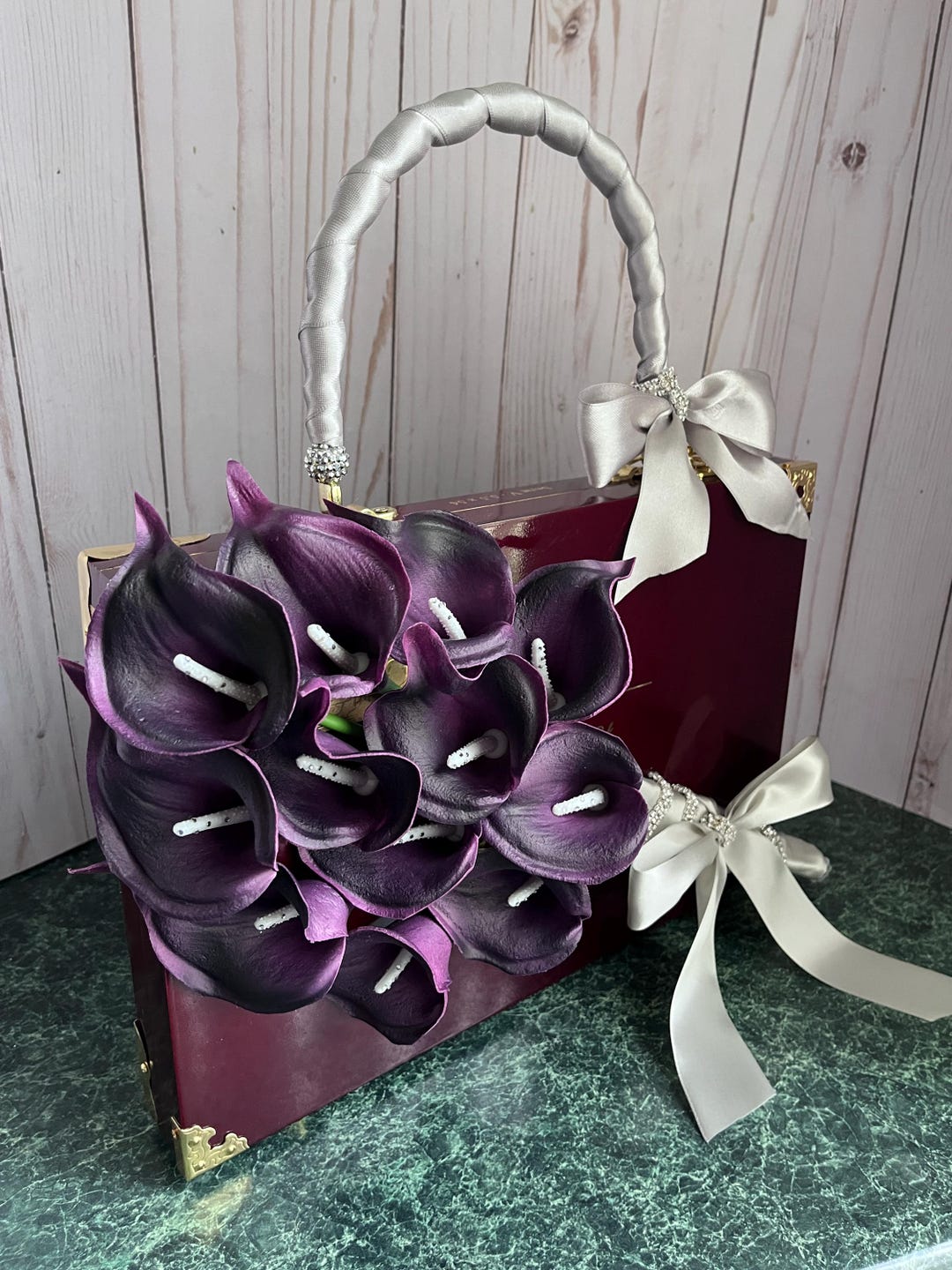 Deep Purple Calla Lily Rhinestone Cigar Box Evening Bag Purse Large - Etsy