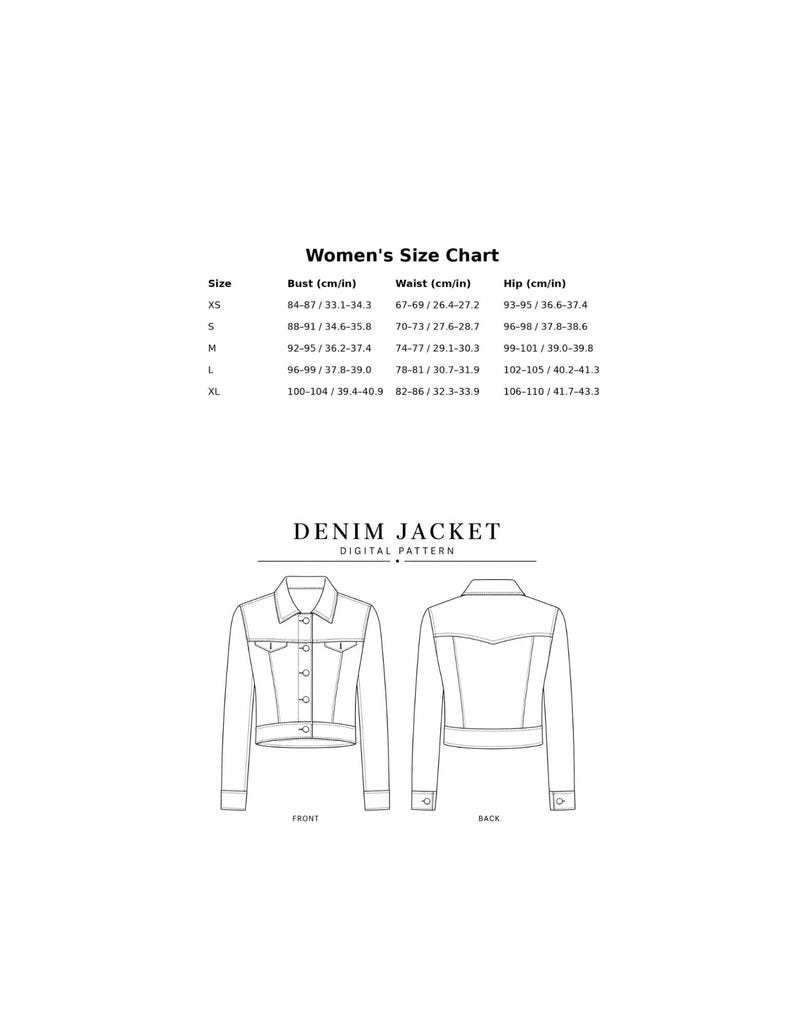 Denim Jacket Sewing Pattern PDF, Cropped Jacket Pattern, Princess Seam ...