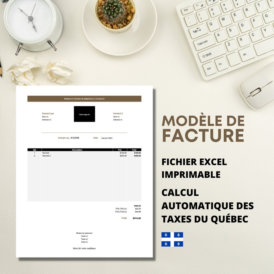 Elegant Style Invoice Template to Download and Print in French With ...